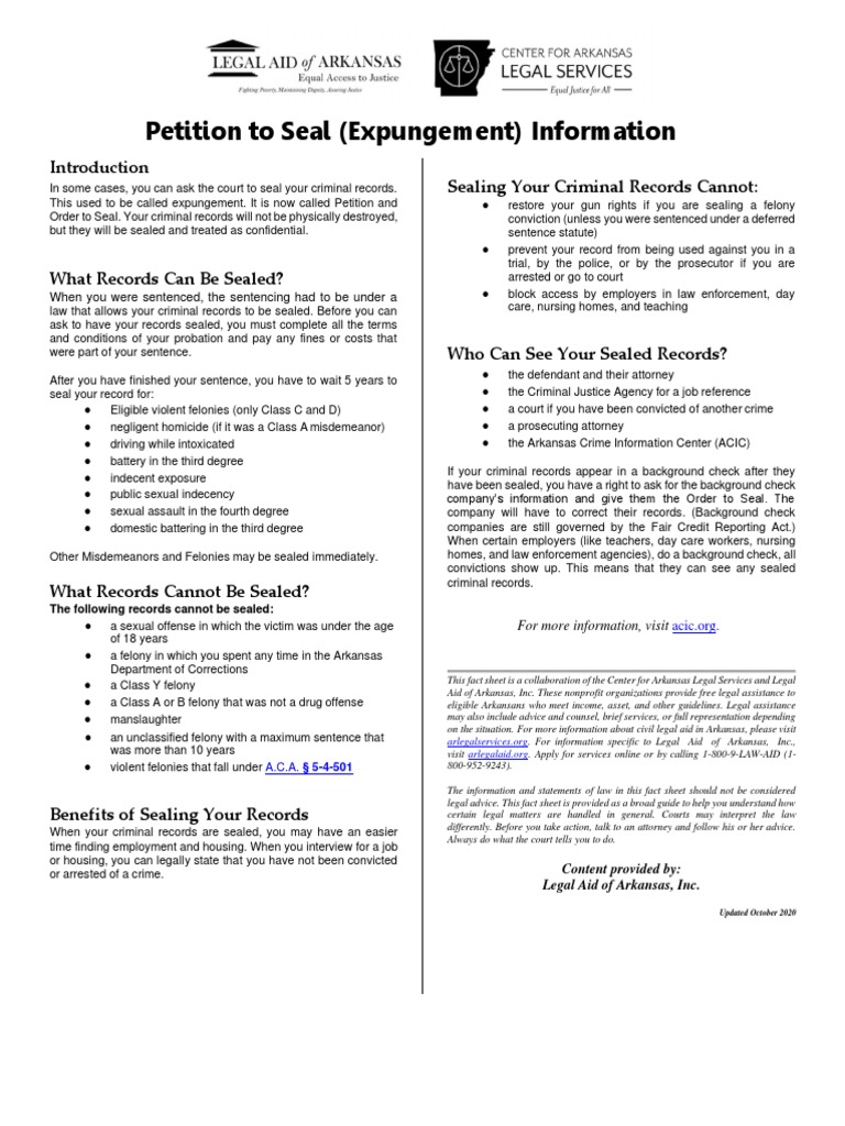 Petition To Seal Packet 2020 - 0 | PDF | Criminal Record | Government