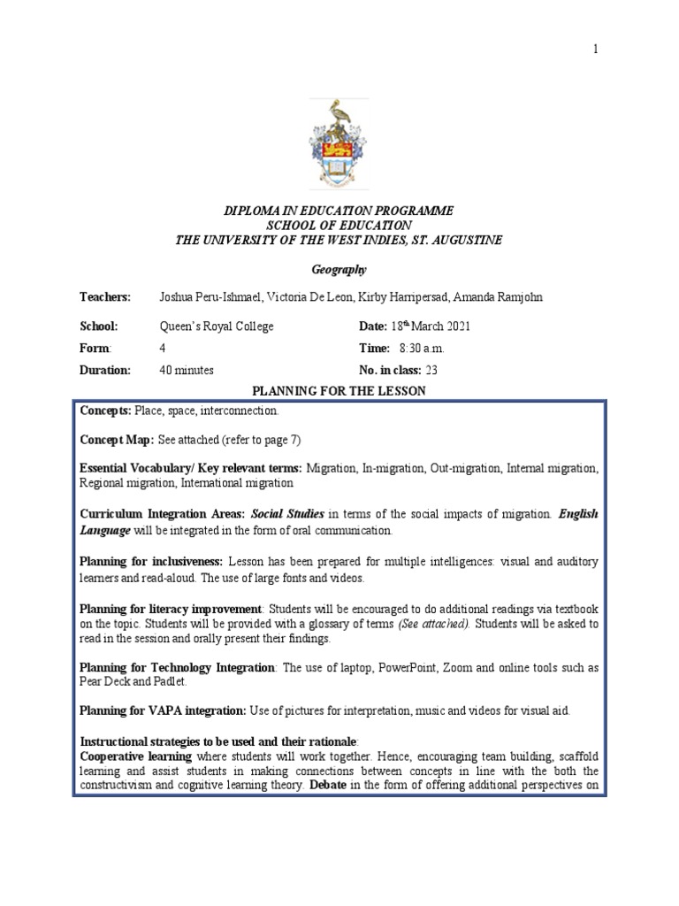 Team Teaching Lesson Plan Migration | PDF | Human Migration ...