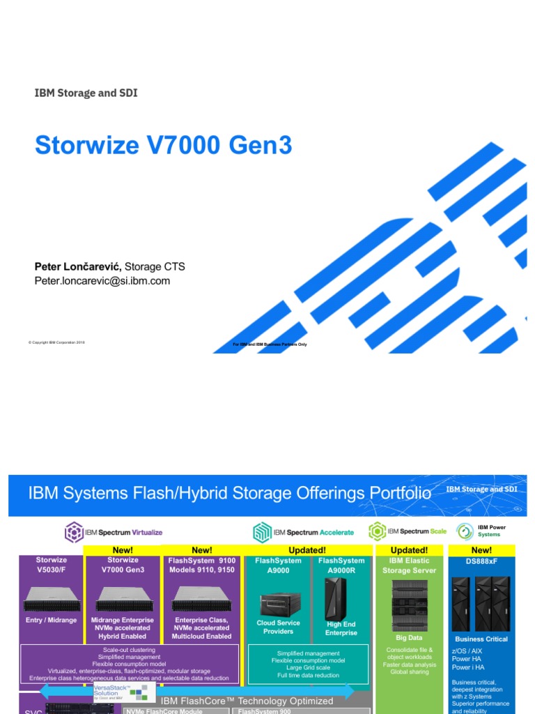 Storwize V7000 Gen3: IBM Storage and SDI | PDF | Solid State Drive | Hard Disk Drive