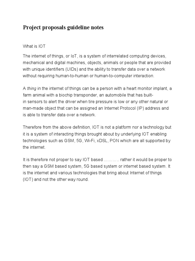 Project Proposals Guideline Notes | PDF