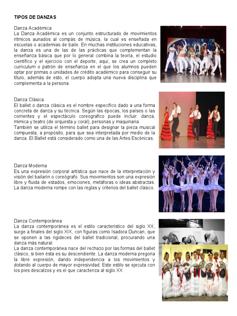 Tipos de Danzas . | PDF | Bailes | Ballet