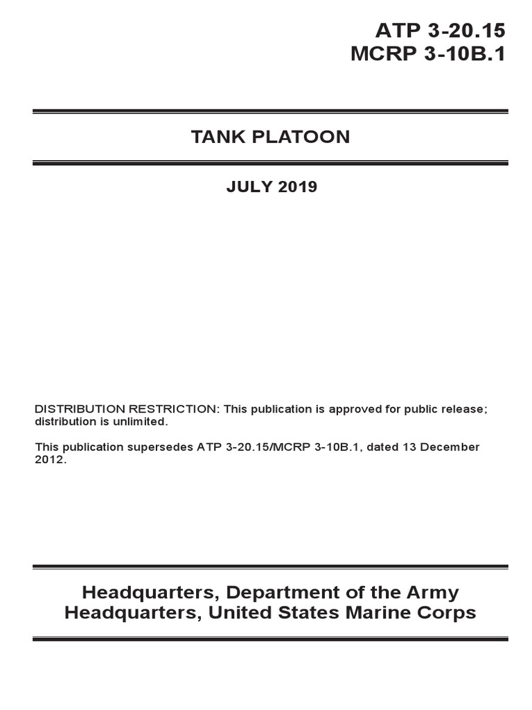 ATP 3-20.15 Tank Platoon Manual | Platoon | Company (Military Unit)