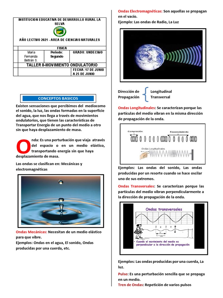 Taller No. 8 Fisica-Movimiento Ondulatorio | PDF | Olas | Ligero
