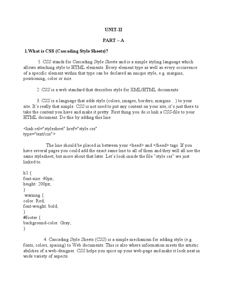 IT 2353 Unit II 2marks | PDF | Cascading Style Sheets | Java Script