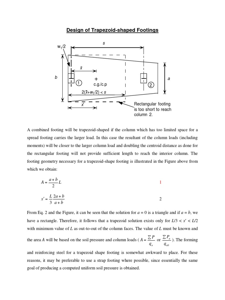 Trapezoidal Footing Design Guide | PDF | Rectangle | Column