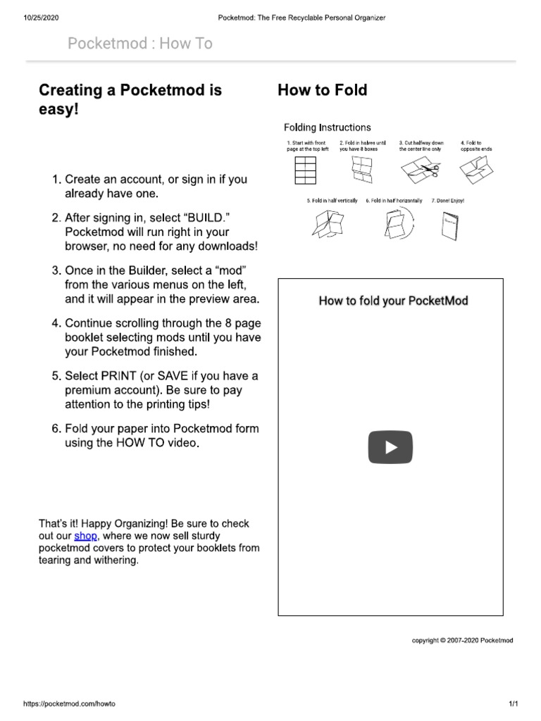 Fold Pocketmod | PDF