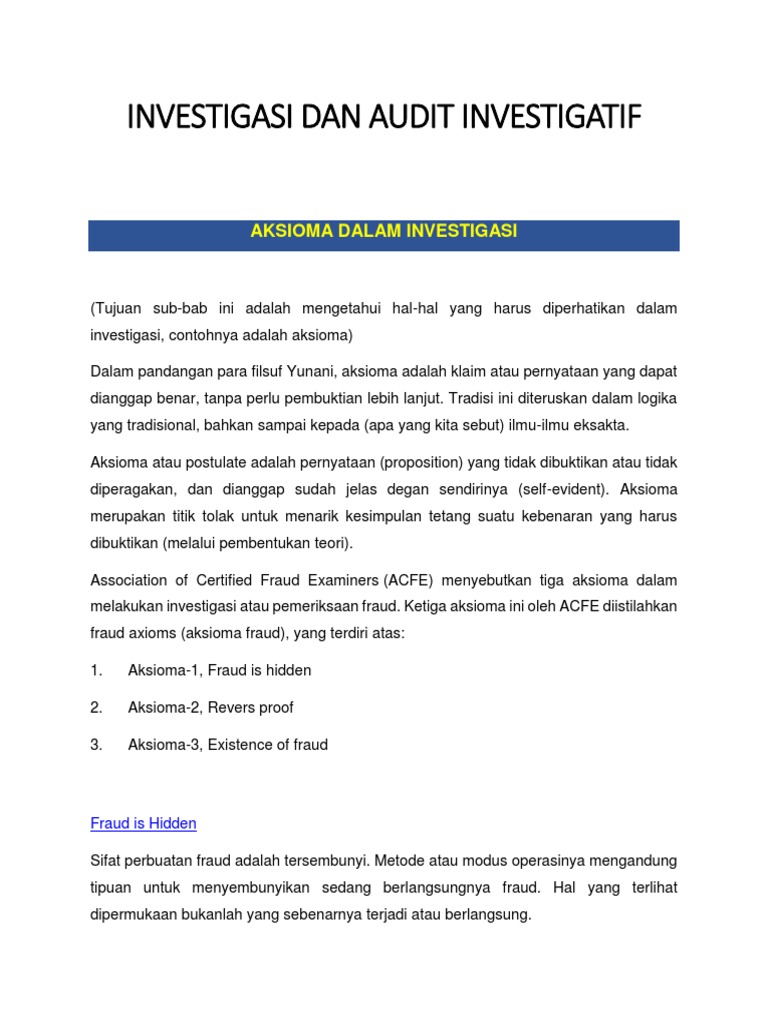Bab 12 Investigasi Dan Audit Investigatif | PDF
