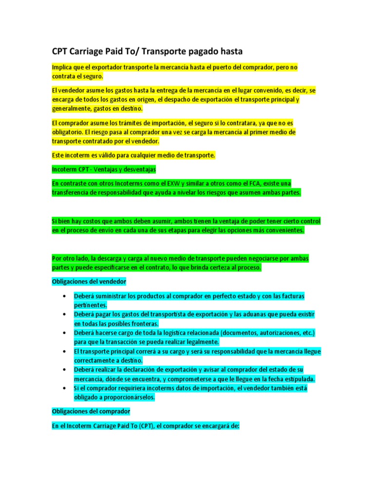 Análisis completo de los incoterms CPT, DAP, DPU y DDP: obligaciones ...