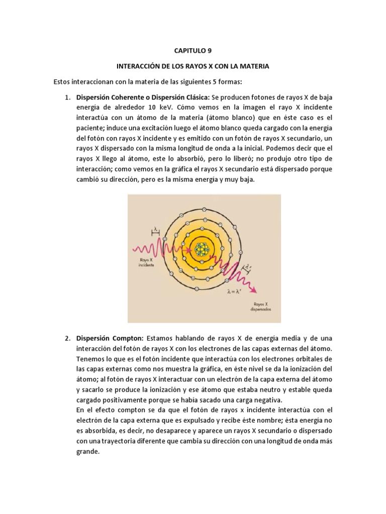Capitulo 9 Interacción de Los Rayos X Con La Materia | PDF | Rayo X | Efecto fotoeléctrico