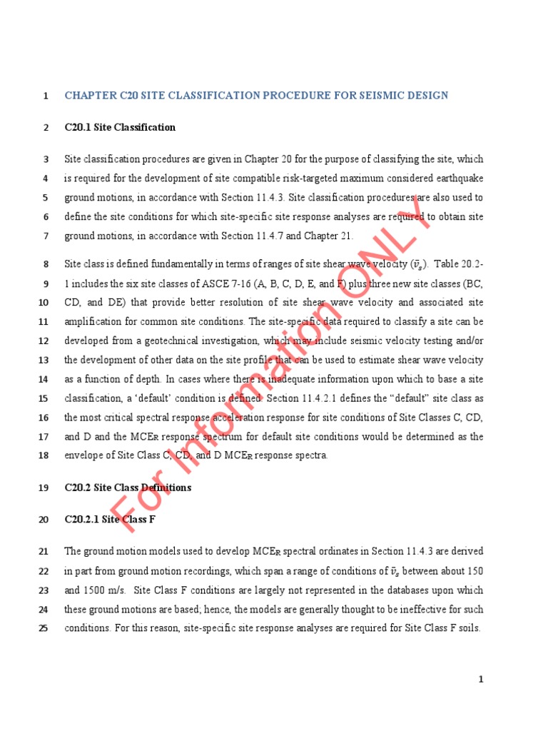 Chapter C20 Site Classification Procedure For Seismic Design | PDF ...