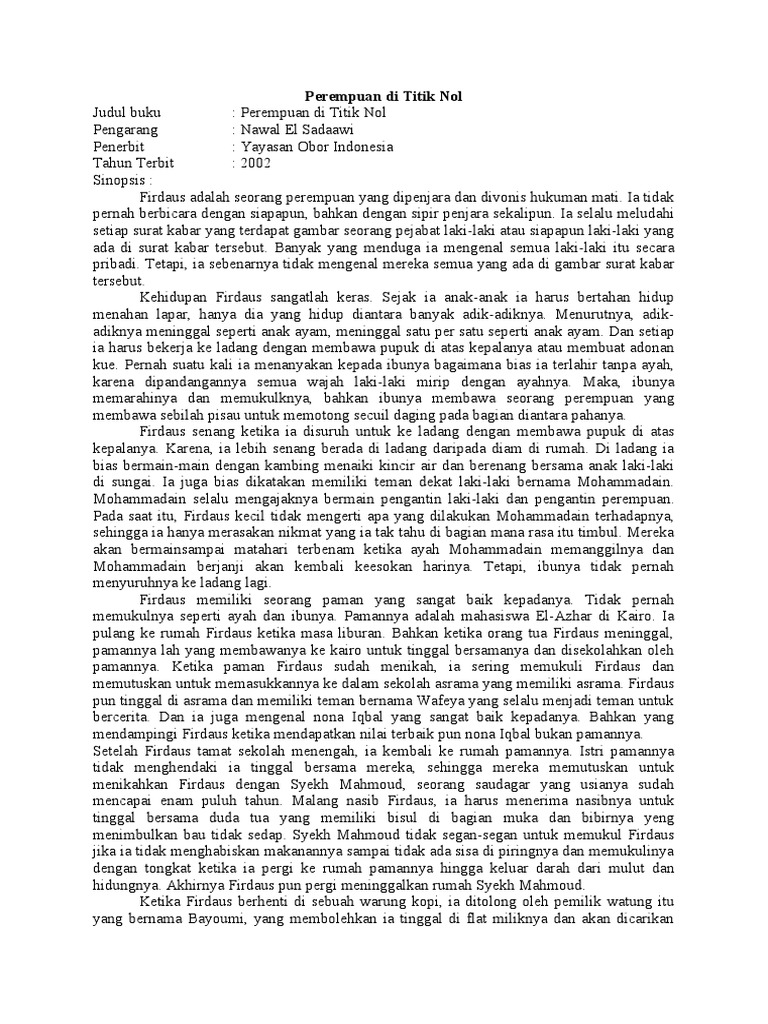 Perempuan Di Titik Nol | PDF | Fiksi Misteri, Thriller, & Kejahatan