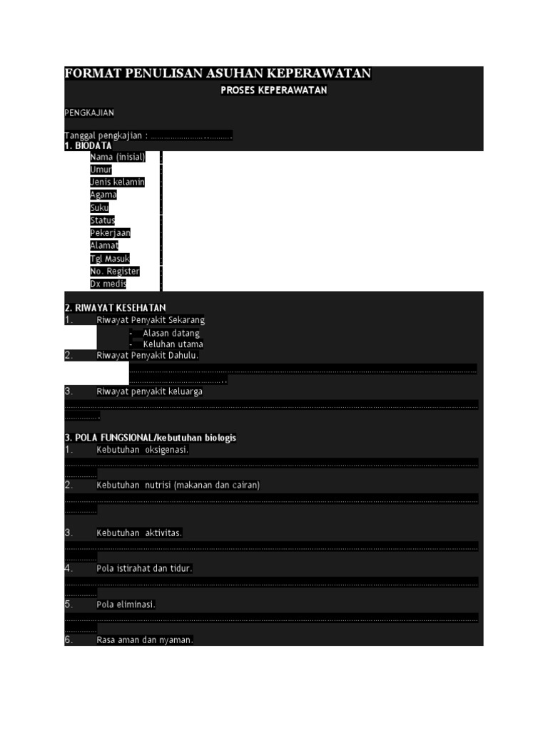 Format Penulisan Asuhan Keperawatan | PDF