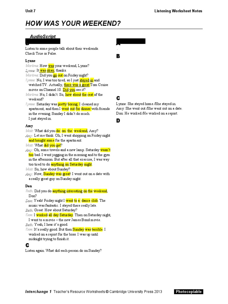 Listening, Psts Ws - Fill | PDF