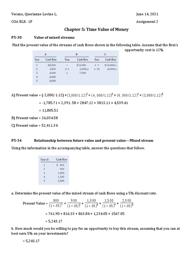 Present Value of Mixed Cash Flow Streams | PDF | Present Value | Interest