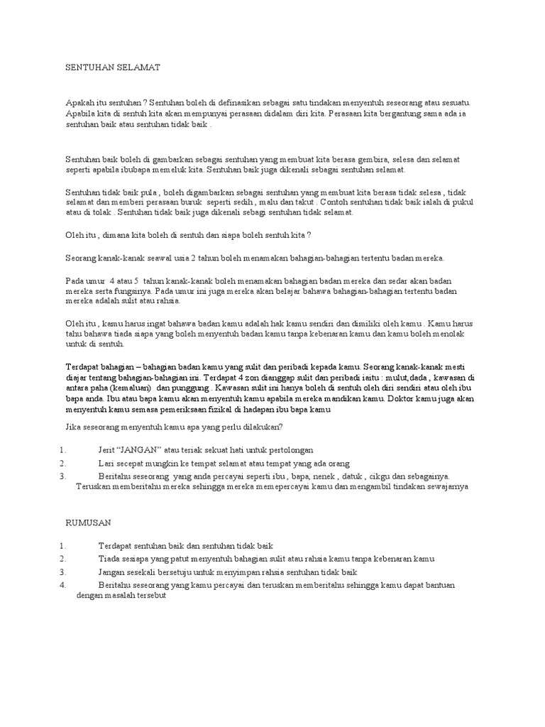 Sentuhan Selamat | PDF