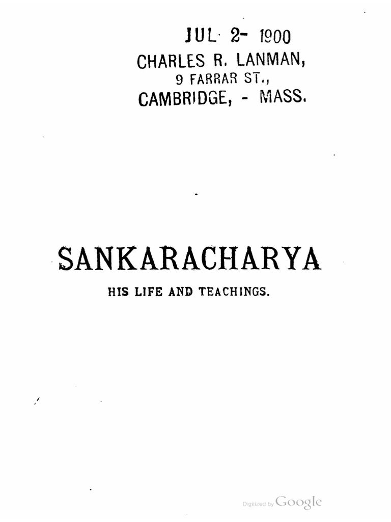 Atma Bodha Sankaracharya His Life & Teachings Sitanath Datta 1898 | PDF