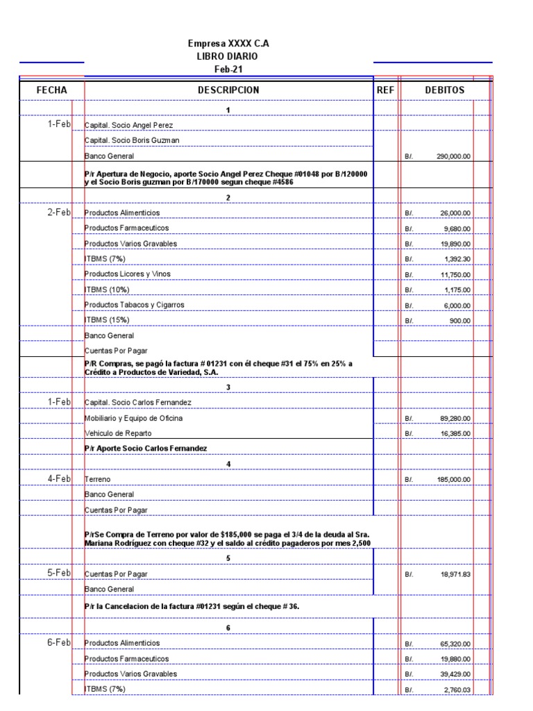 Libro Diario General.... | Descargar gratis PDF | Cheque | Bancos
