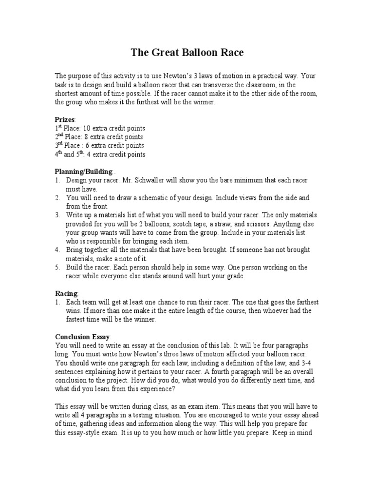 The Great Balloon Race v2 | PDF | Test (Assessment) | Cognition