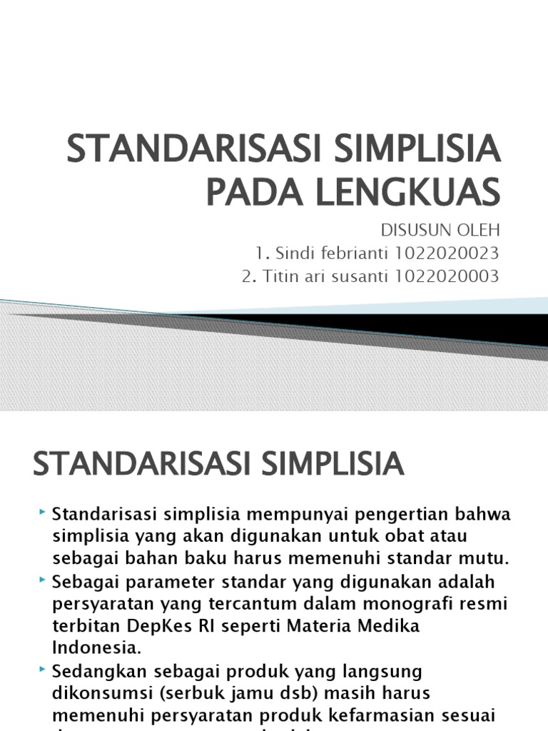 Standarisasi Simplisia Pada Lengkuas | PDF
