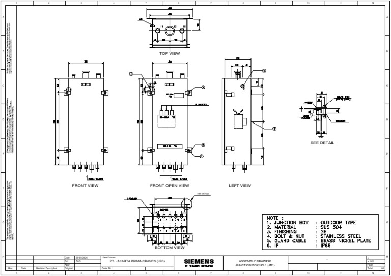 KH7494W - ASSEMBLY DRAWING JUNTION BOX NO - 1 (JB1) - Model | PDF