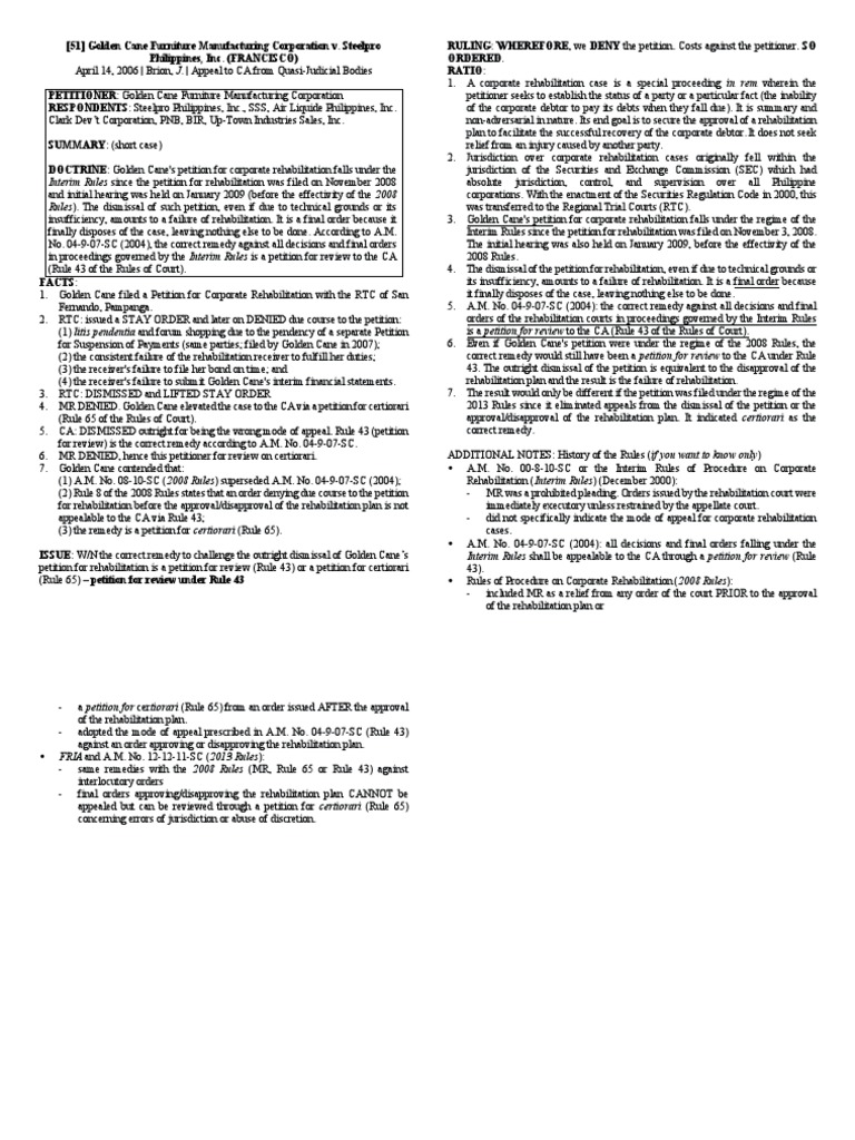 51 Golden Cane Furniture Manufacturing Corporation v. Steelpro ...