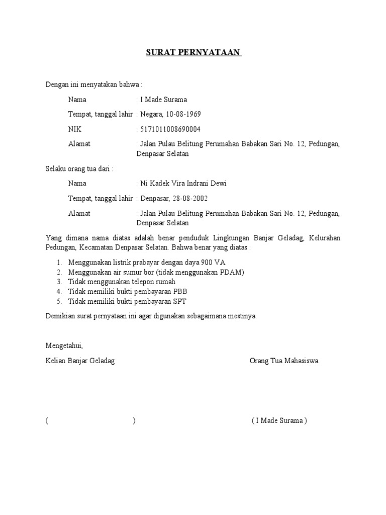 Surat Keterangan Tt Pdf