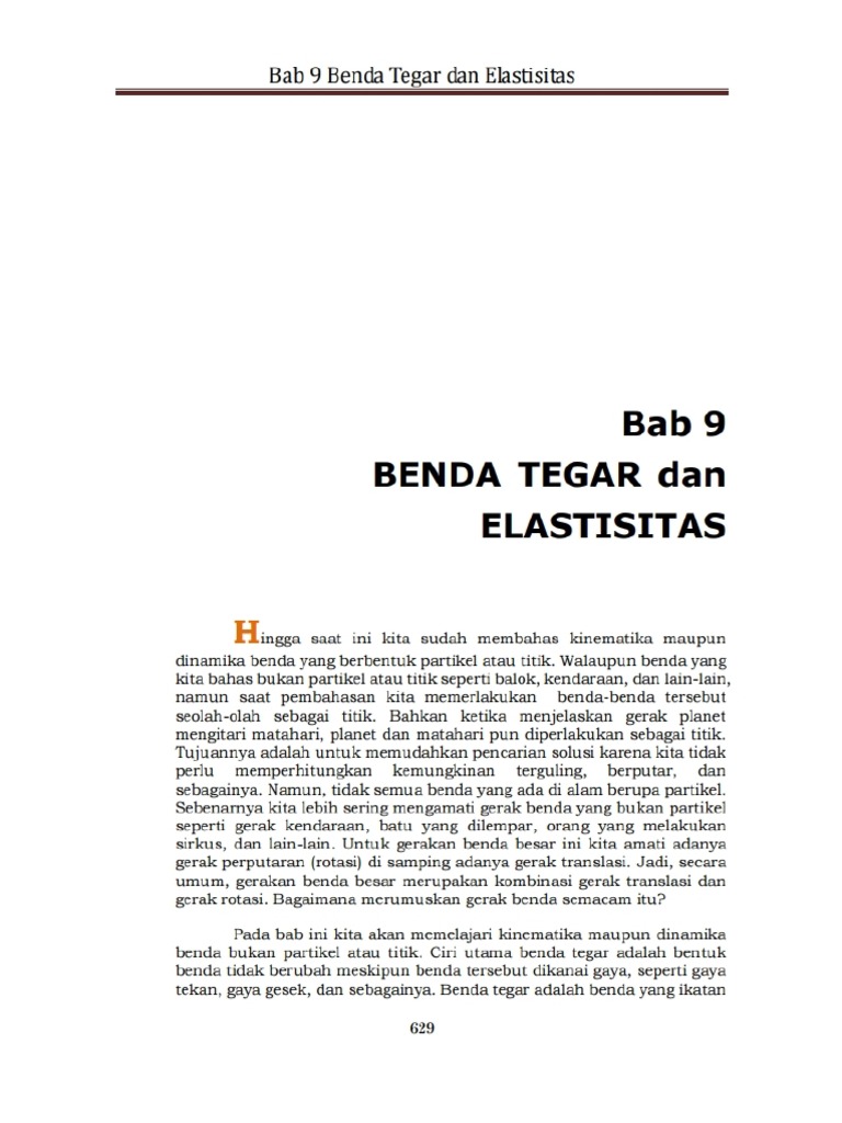 Fisika Dasar - Bab 9 Benda Tegar Dan Elastisitas (Sumber Mikrajuddin Abdullah 2016 - Literatur ...