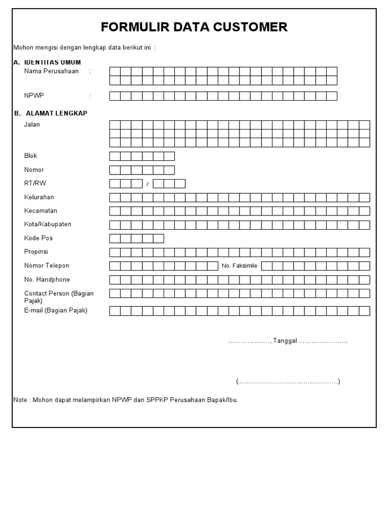 Formulir Data Customer Perusahaan | PDF