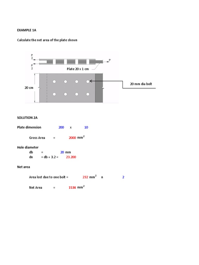 Calculate The Net Area of The Plate Shown: Example 1A | PDF