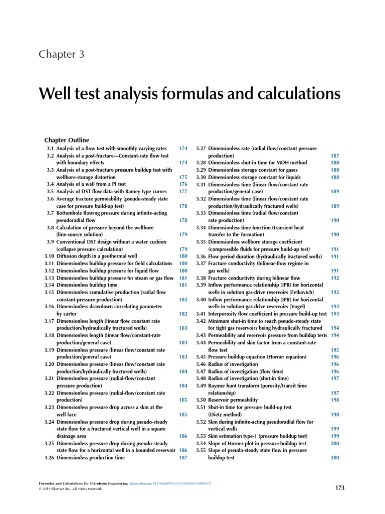 Chapter 3 - Well Test Analysis Formulas and Calcu | PDF | Petroleum ...