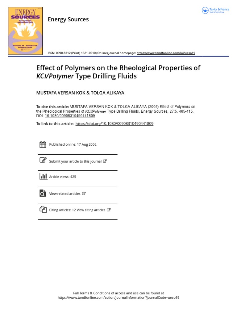 Effect of Polymers On The Rheological Properties of KCL Polymer Type ...