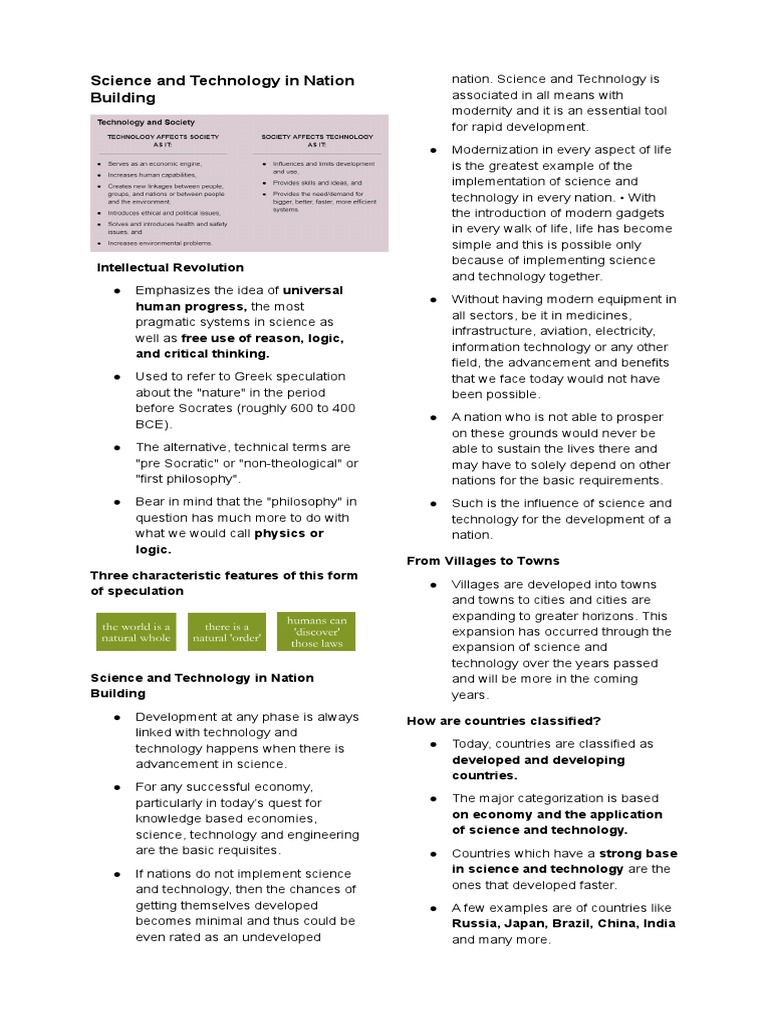 (STS) Science and Technology in Nation Building (Handout) | PDF ...