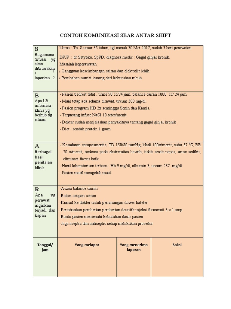 6.3 Contoh Komunikasi Sbar Antar Shift | PDF
