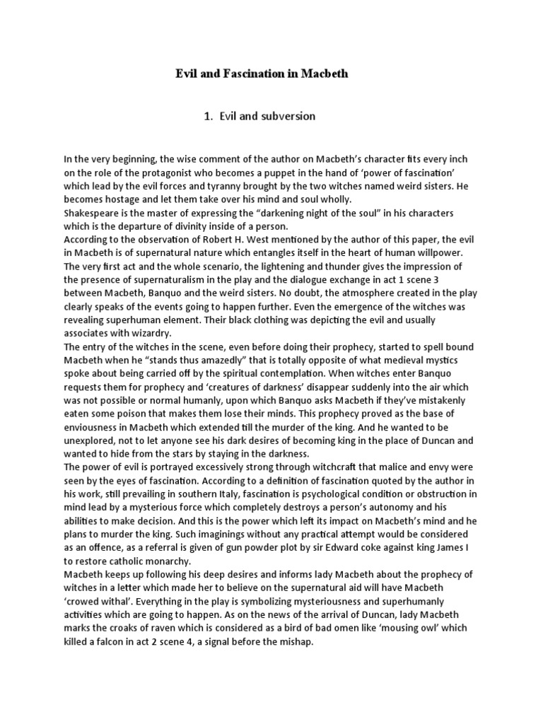 Evil and Fascination | PDF | Macbeth