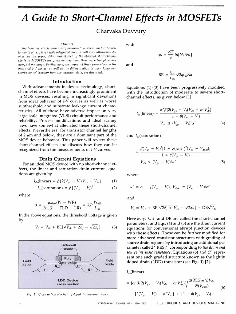 A Guide To Short Channel Effect MOS | PDF | Field Effect Transistor ...