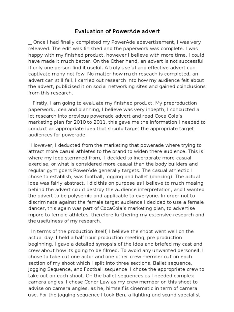 PowerAde Advert Evaluation and Audience Insights | PDF | Target ...