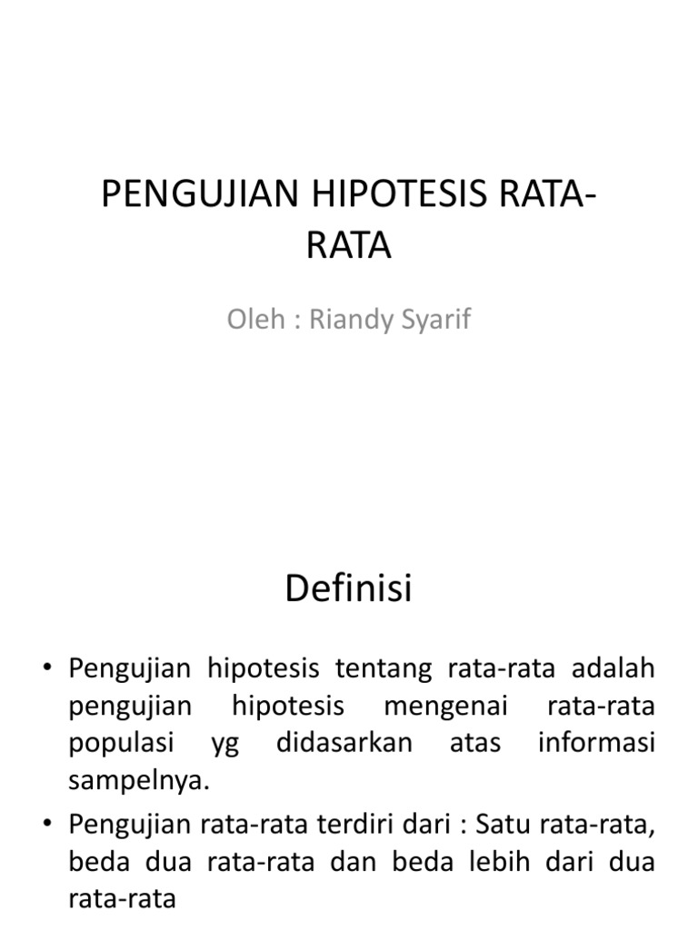 5 Pengujian Hipotesis Rata Rata | PDF | Metode & Bahan Ajar