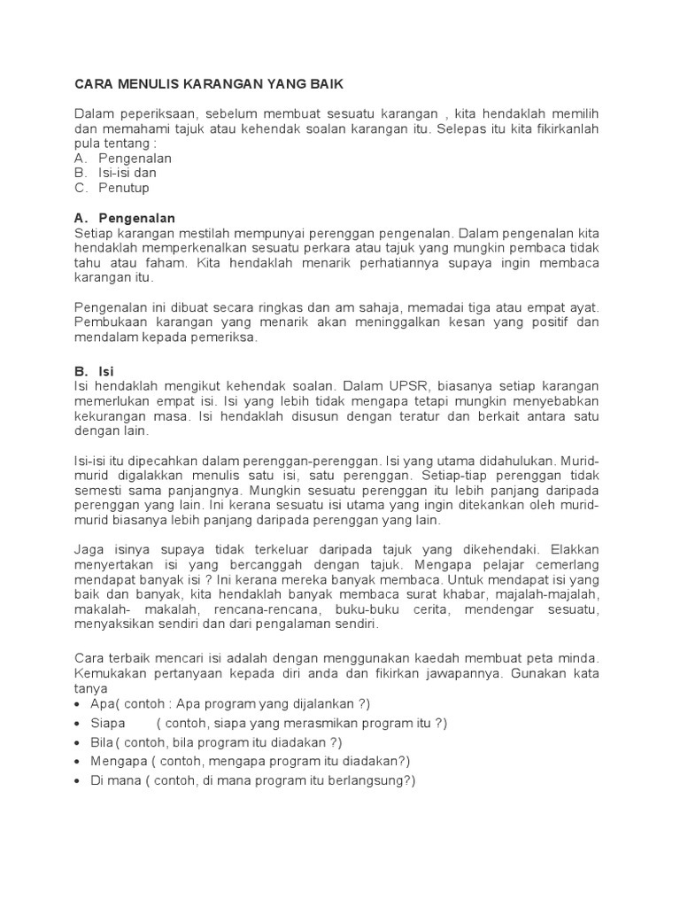 Teknik Menulis Karangan yang Baik | PDF | Karier & Perkembangan