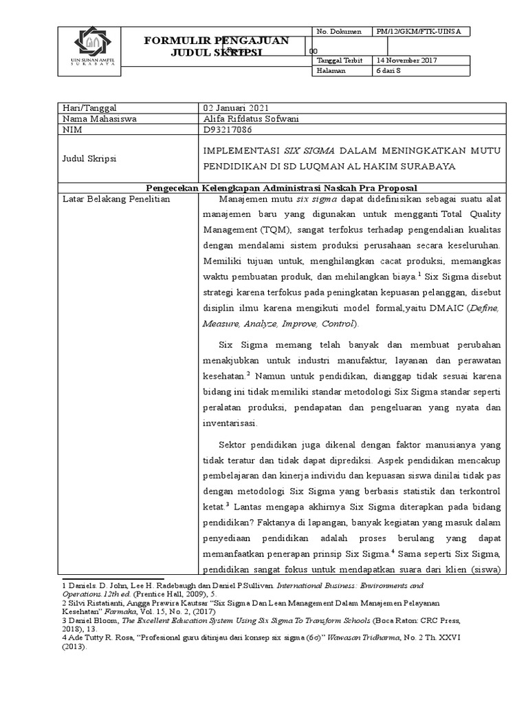 Six Sigma Tingkatkan Mutu SD Surabaya | PDF | Karier & Perkembangan ...