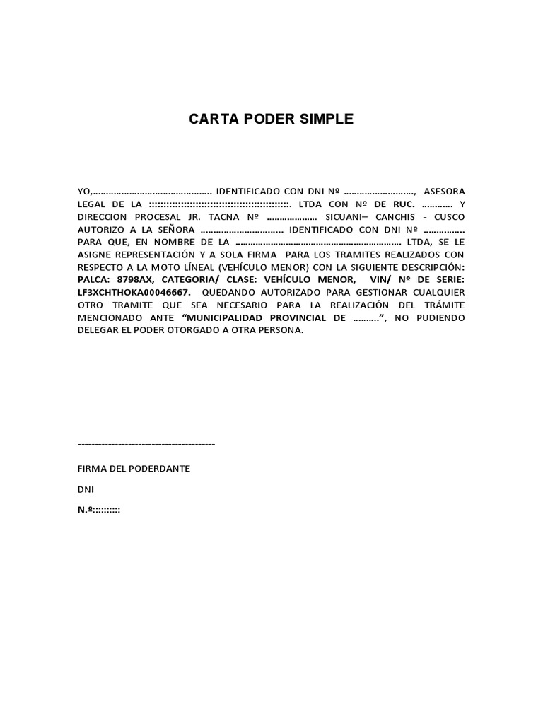 Carta Poder Simple Subir | PDF