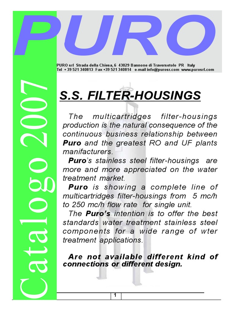 PURO Filter Data | PDF | Industrial Processes | Chemistry