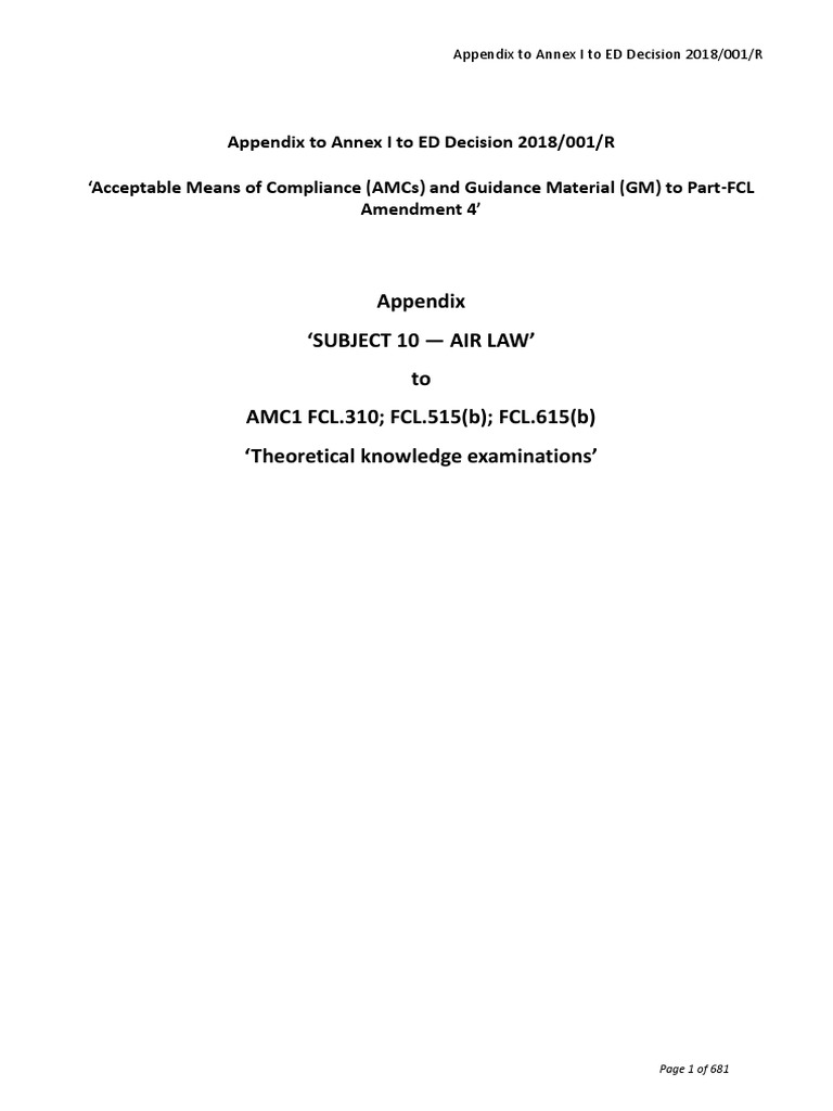 Appendix To Annex I To ED Decision 2018-001-R | Download Free PDF ...