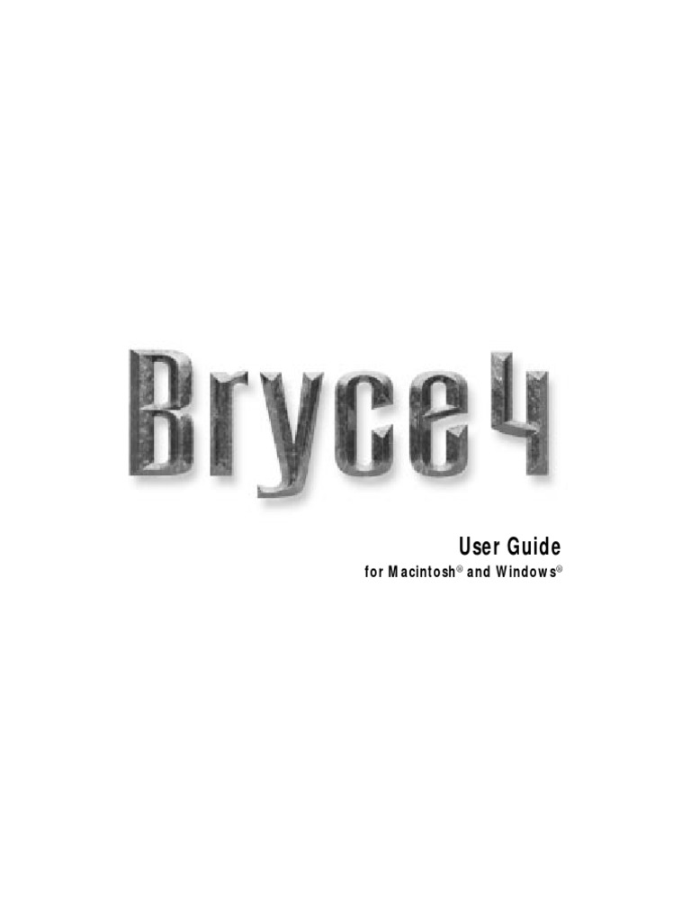 Bryce 4 | PDF | Window (Computing) | Menu (Computing)
