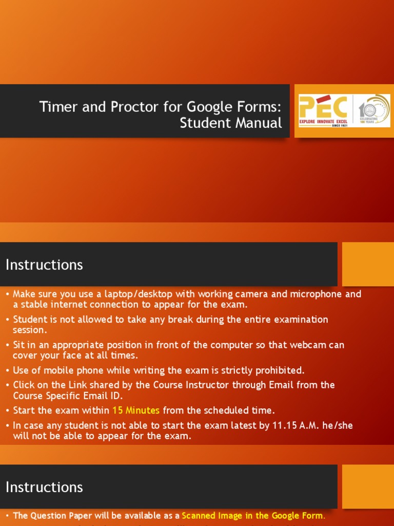 Google Forms Exam: Timer & Proctor Guide | PDF | Test (Assessment ...