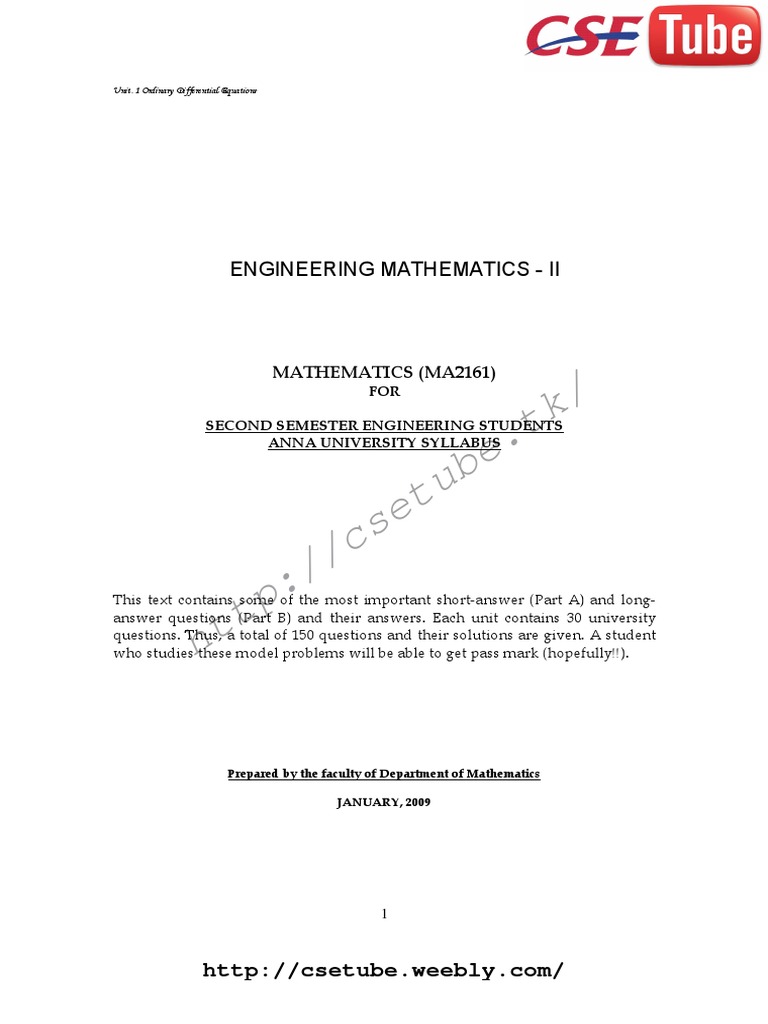 M2 Unit | PDF | Ordinary Differential Equation | Differential Equations