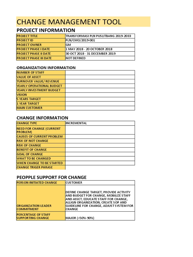 Change Management Tool: Project Information | PDF | Risk Management | Risk