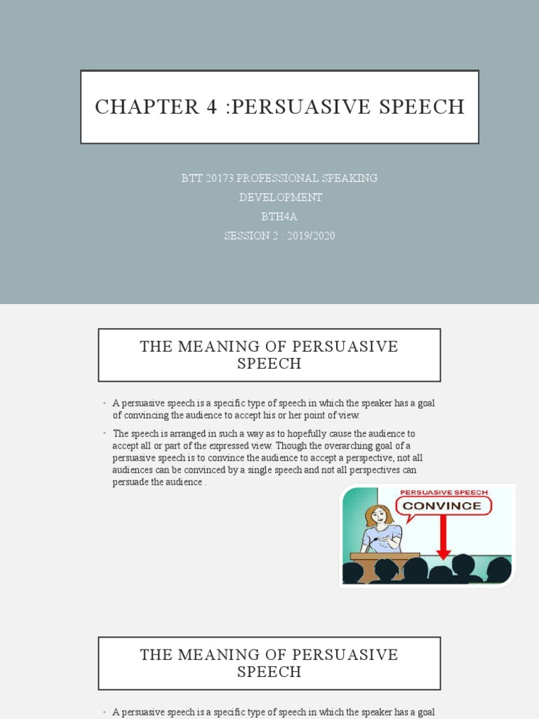 Chapter 4:persuasive Speech: BTT 20173 Professional Speaking ...