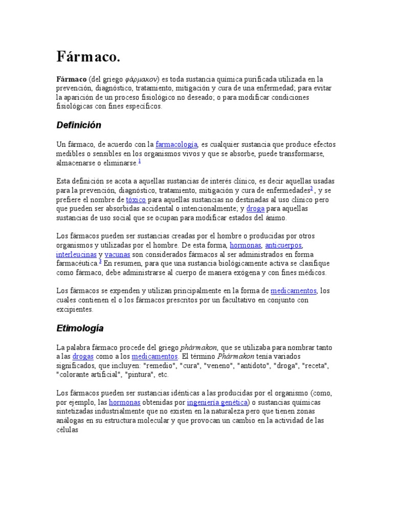 Definición y concepto de fármaco | PDF | Relaciones personales, crianza ...