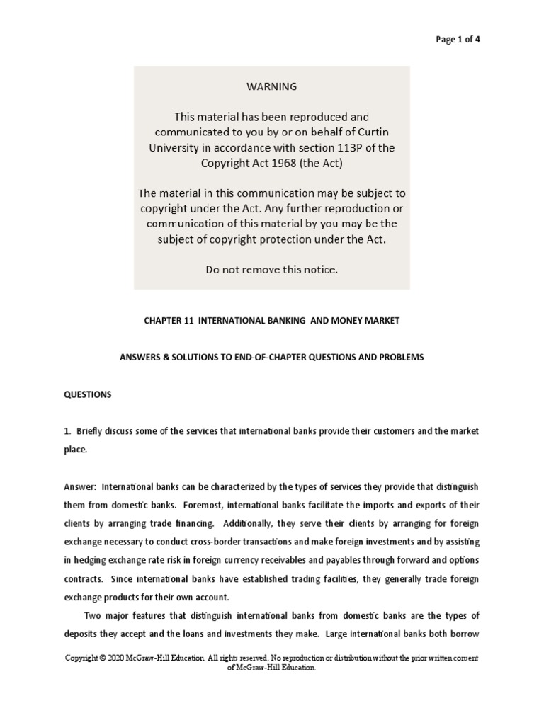 Chapter 11 International Banking and Money Market: of Mcgraw-Hill ...