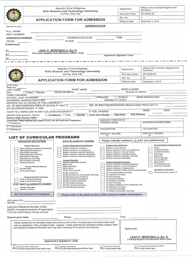 ADMISSION-FORM Isat | PDF